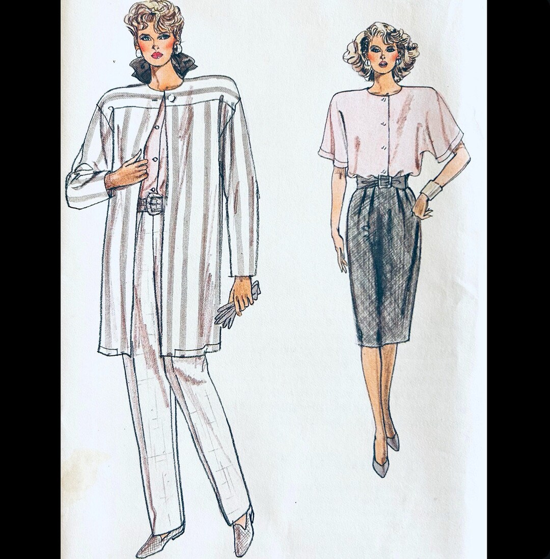 Vogue 9886 XL, Straight Leg Pants Pattern, Button Front Blouse Patterns ...