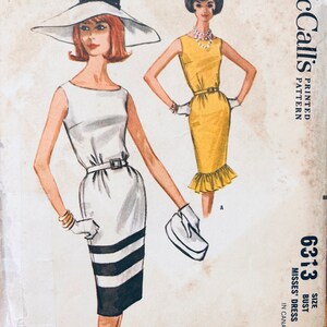 Mccalls 6313 B36, Trumpet Dress Pattern, Sleeveless Dress Pattern, Sheath Dress Sewing Pattern ...