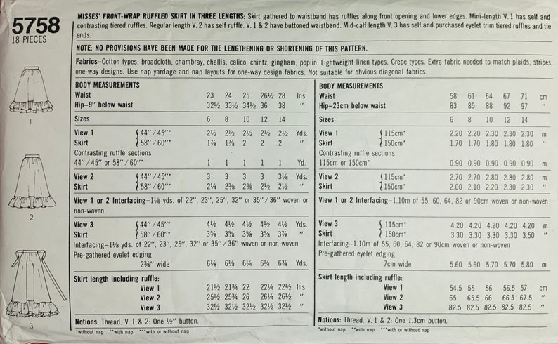 80s Pattern Wrap Skirt Pattern Ruffled Skirt Pattern - Etsy