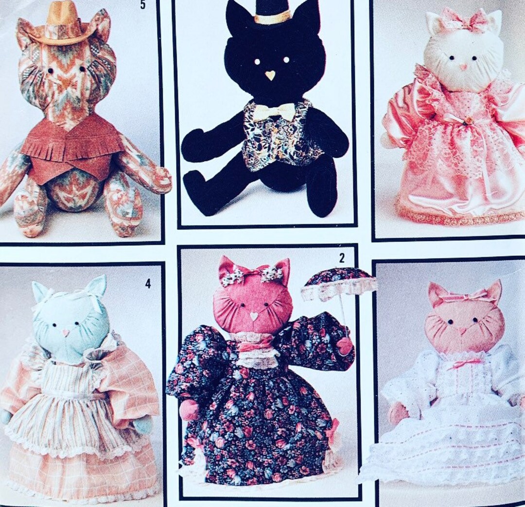 Simplicity 0685, Stuffed Cat Sewing Pattern, Stuffed Animal Patterns to ...