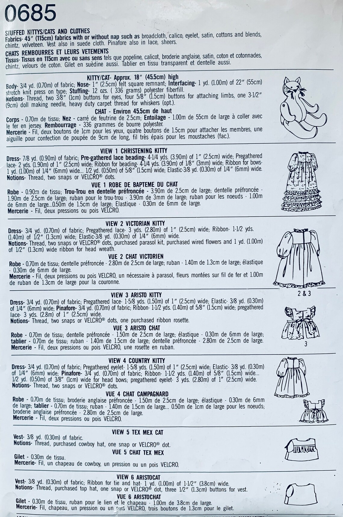 Simplicity 0685, Stuffed Cat Sewing Pattern, Stuffed Animal Patterns to ...