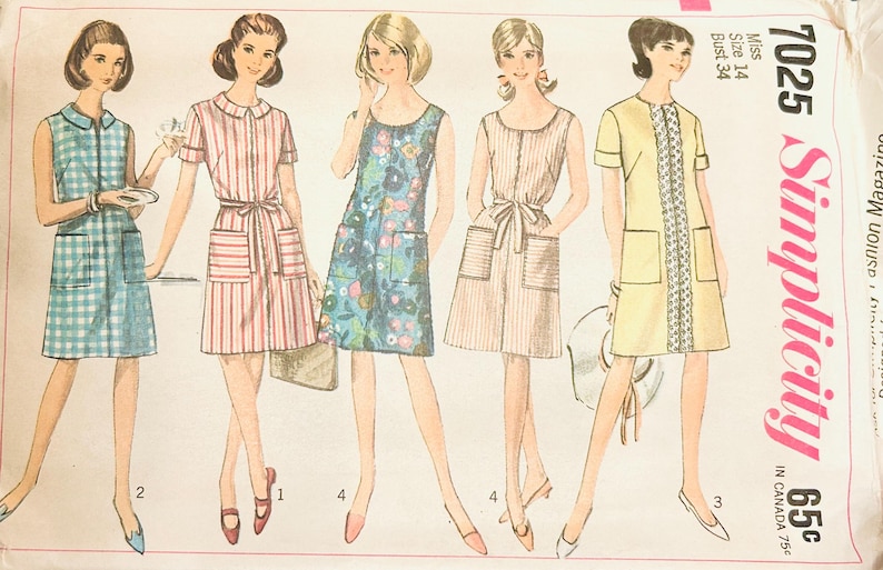 Simplicity 7025 B34, House Dress Sewing Pattern, Sleeveless Dress ...