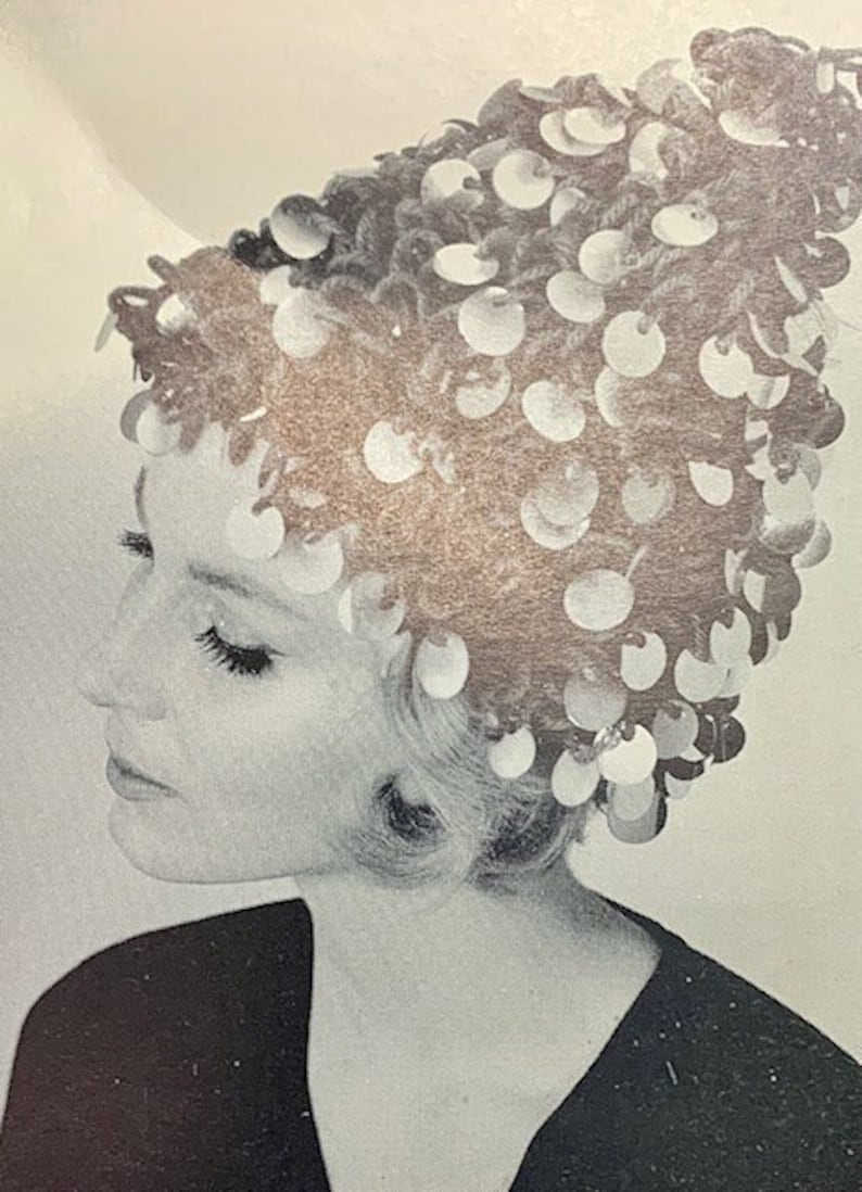60s Paillette Bling Pixie Hat Crochet Pattern Pointed Holiday - Etsy