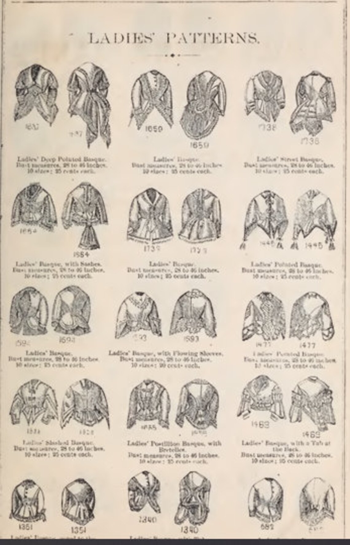 Victorian Fashion, Sewing Catalog PDF, 1870s Sewing Pattern, Reference ...