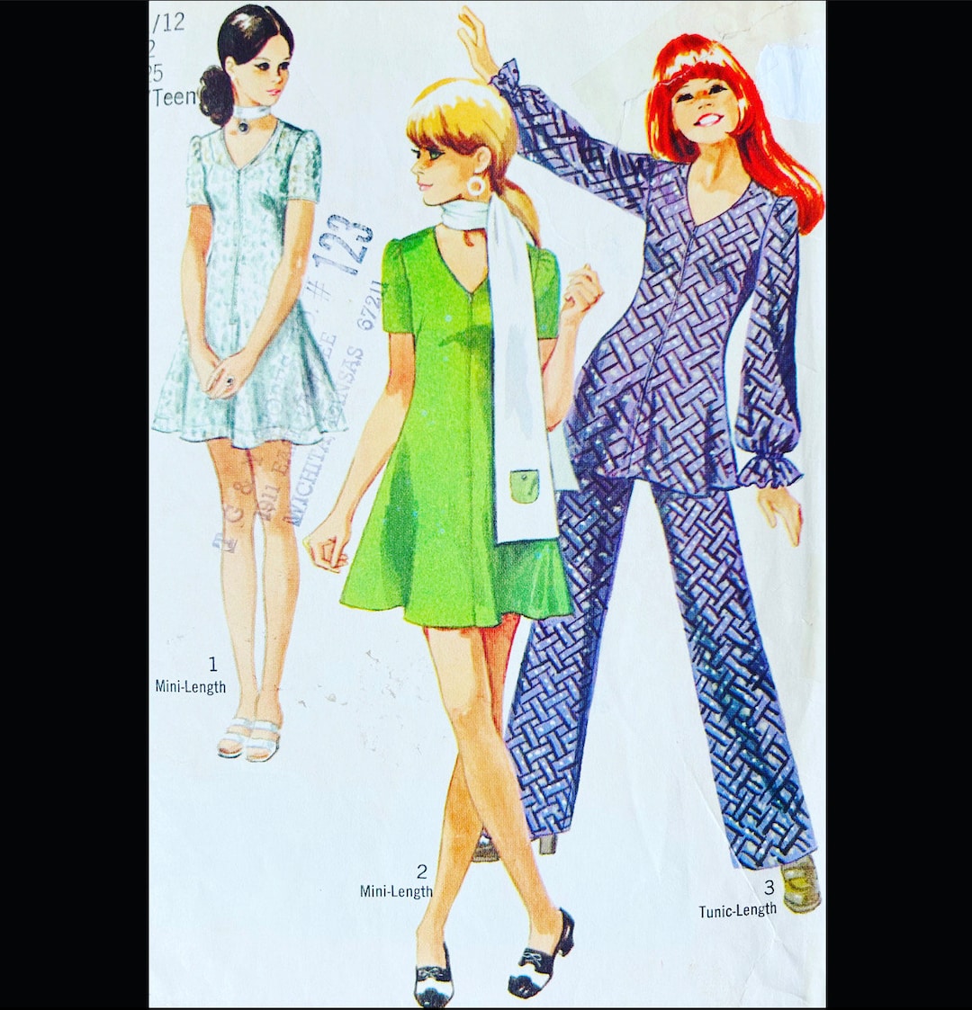 Simplicity 8881 B32, Pantsuit Sewing Patterns, Flared Skirt Mini Dress ...