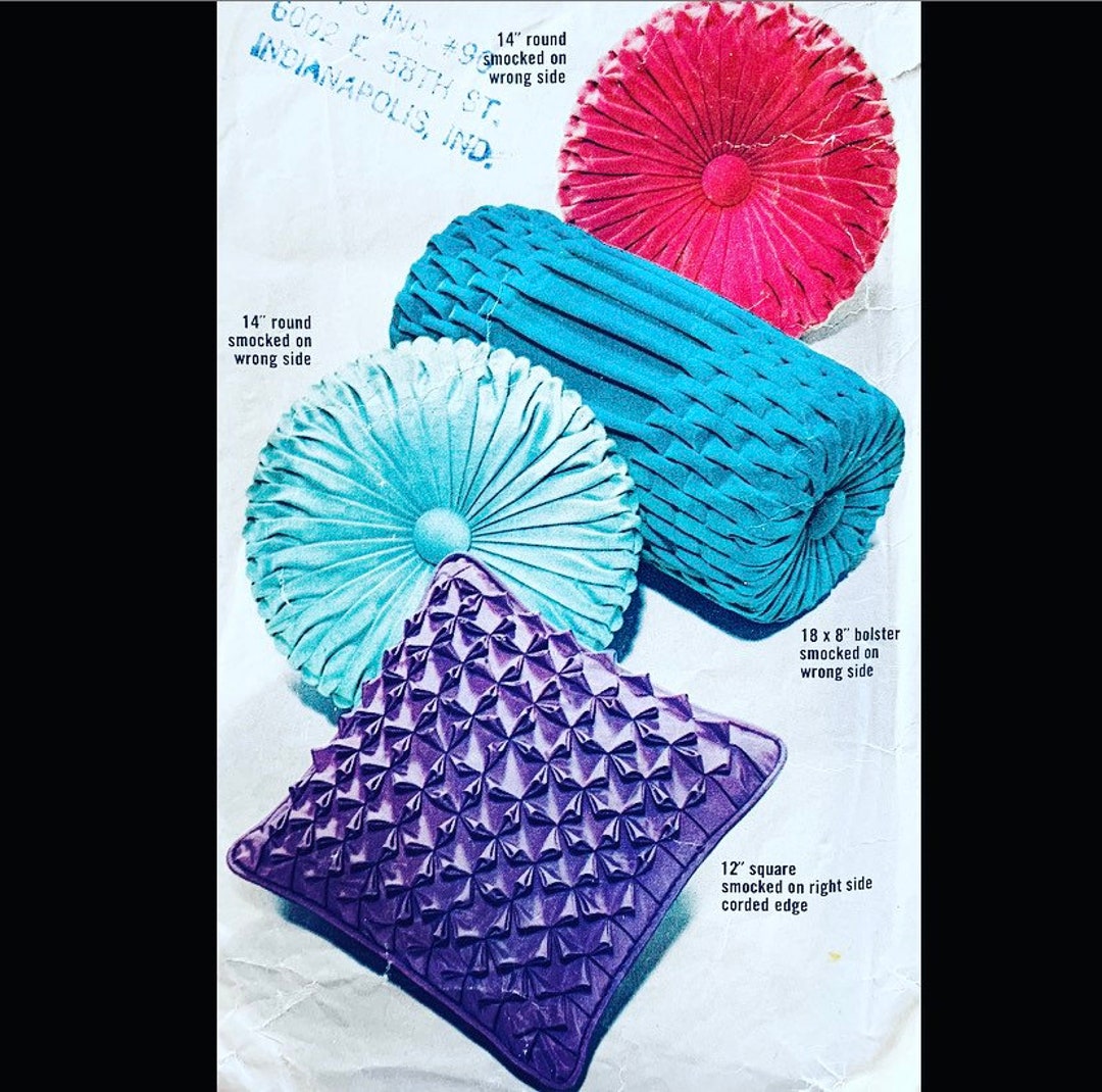Smocked Boudoir Throw Pillows Mid Century Pleated Square Round Pillows ...