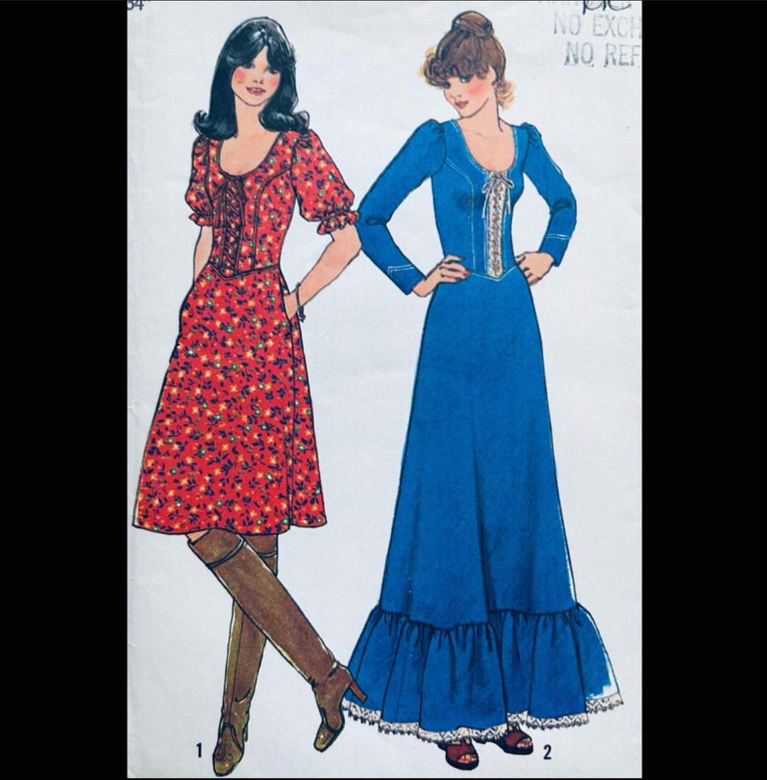 Simplicity 7327, Corset Dress Sewing Pattern, Cottagecore Dress Pattern ...