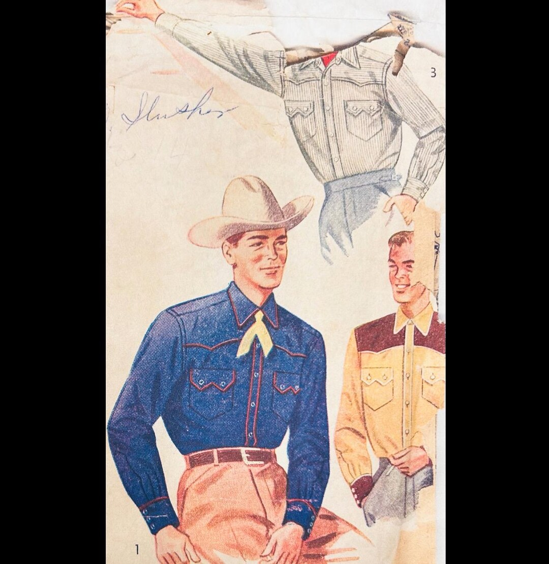 Simplicity 4150, Mens Western Shirt Sewing Pattern, Cowboy Shirt ...