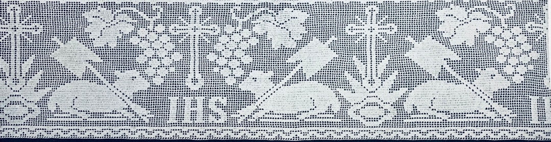 Altar Lace Crochet Pattern Church Religious Mass IHS Cross Lamb Grapes ...