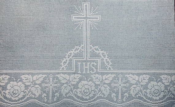 Altar Lace Crochet Pattern Church Religious Mass IHS Cross | Etsy
