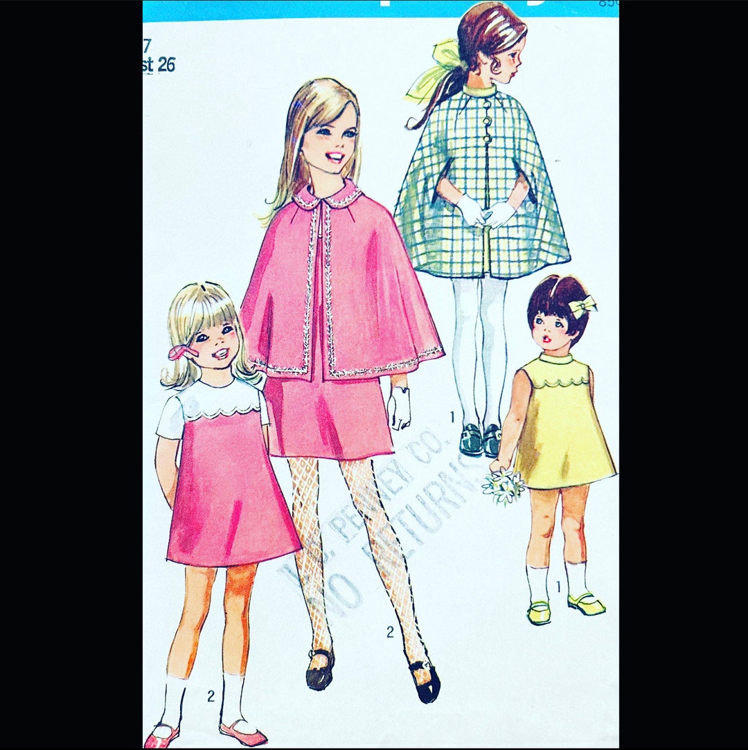 Simplicity 8719 7, Girls Cape Pattern, Vintage Girls Dress Pattern ...