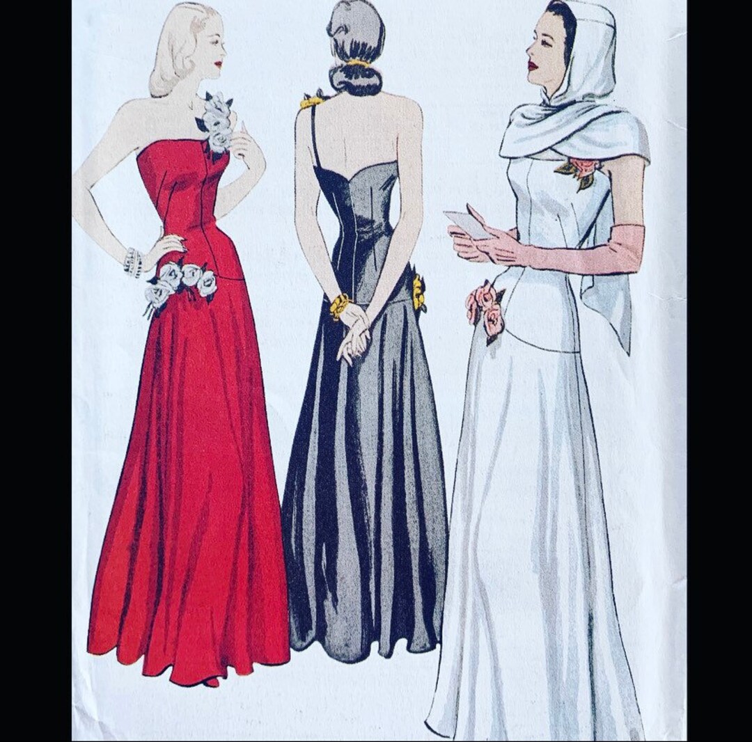 Butterick 6408 XS S, Evening Gown Pattern, Hood Pattern, 1940s Dress ...