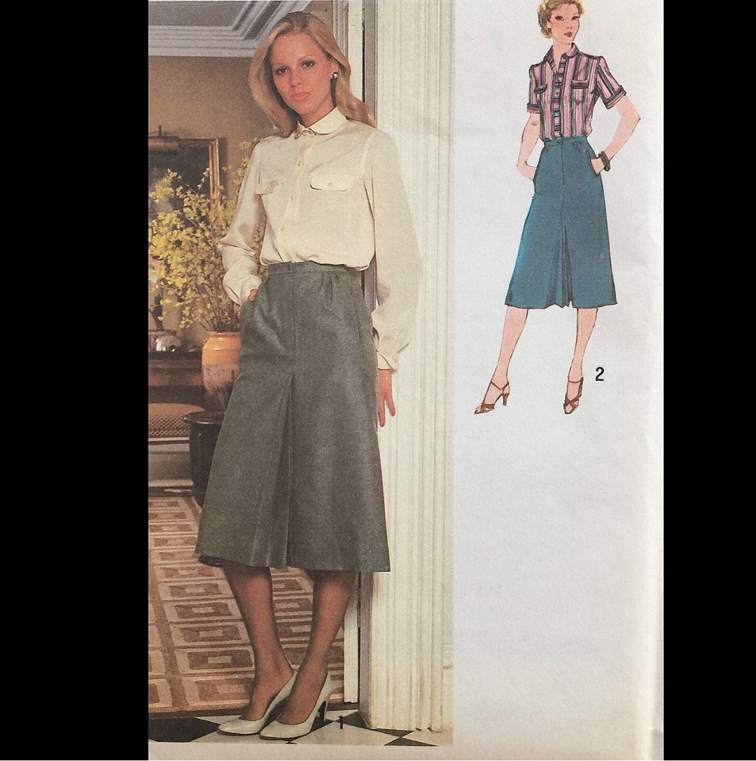 Vogue 9182 B38, Midi Skirt Pattern, Inverted Pleat Skirt, Button Front ...