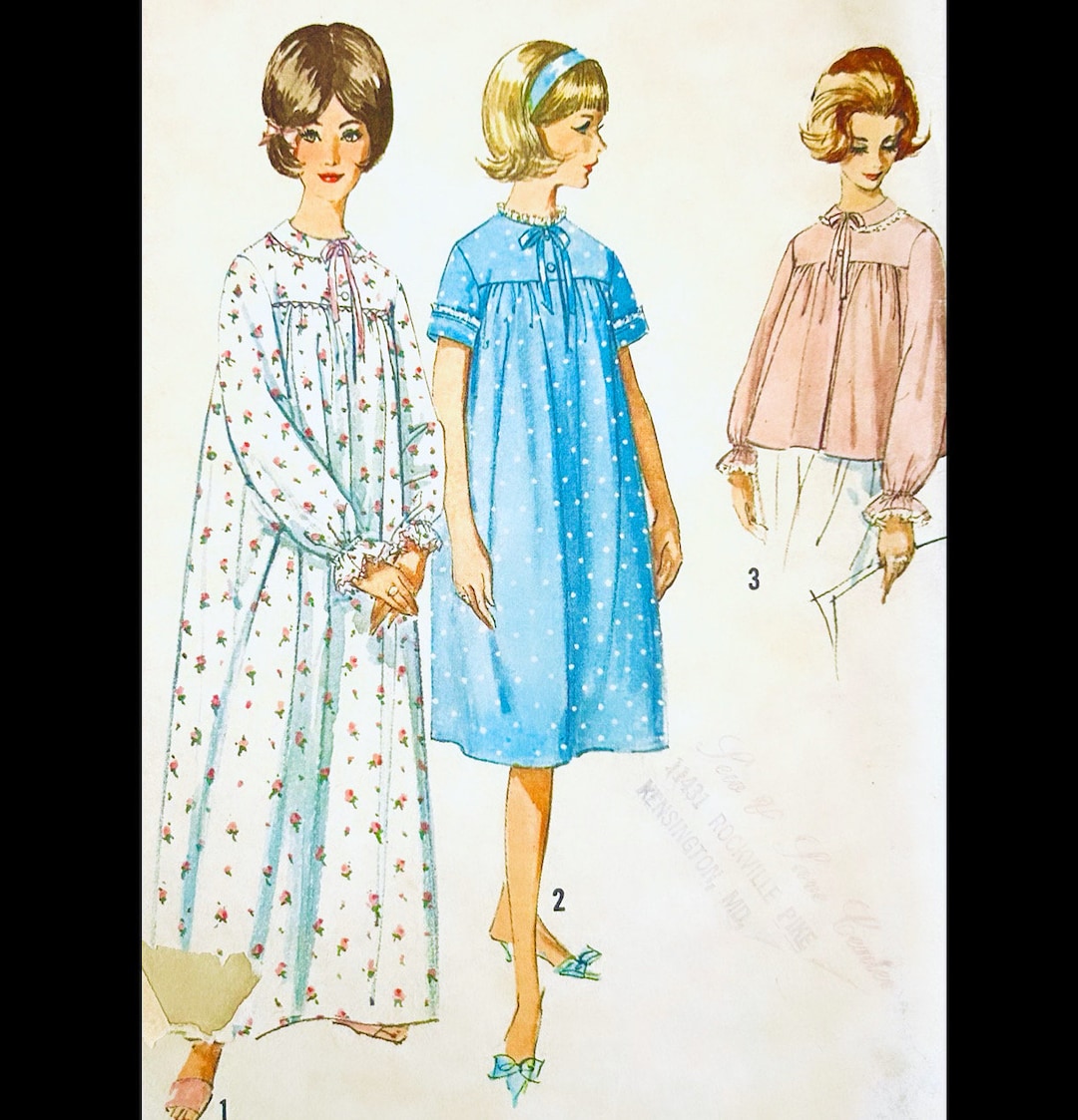Simplicity 5193 B34, Cute Nightgown Sewing Pattern, Bed Jacket Pattern ...