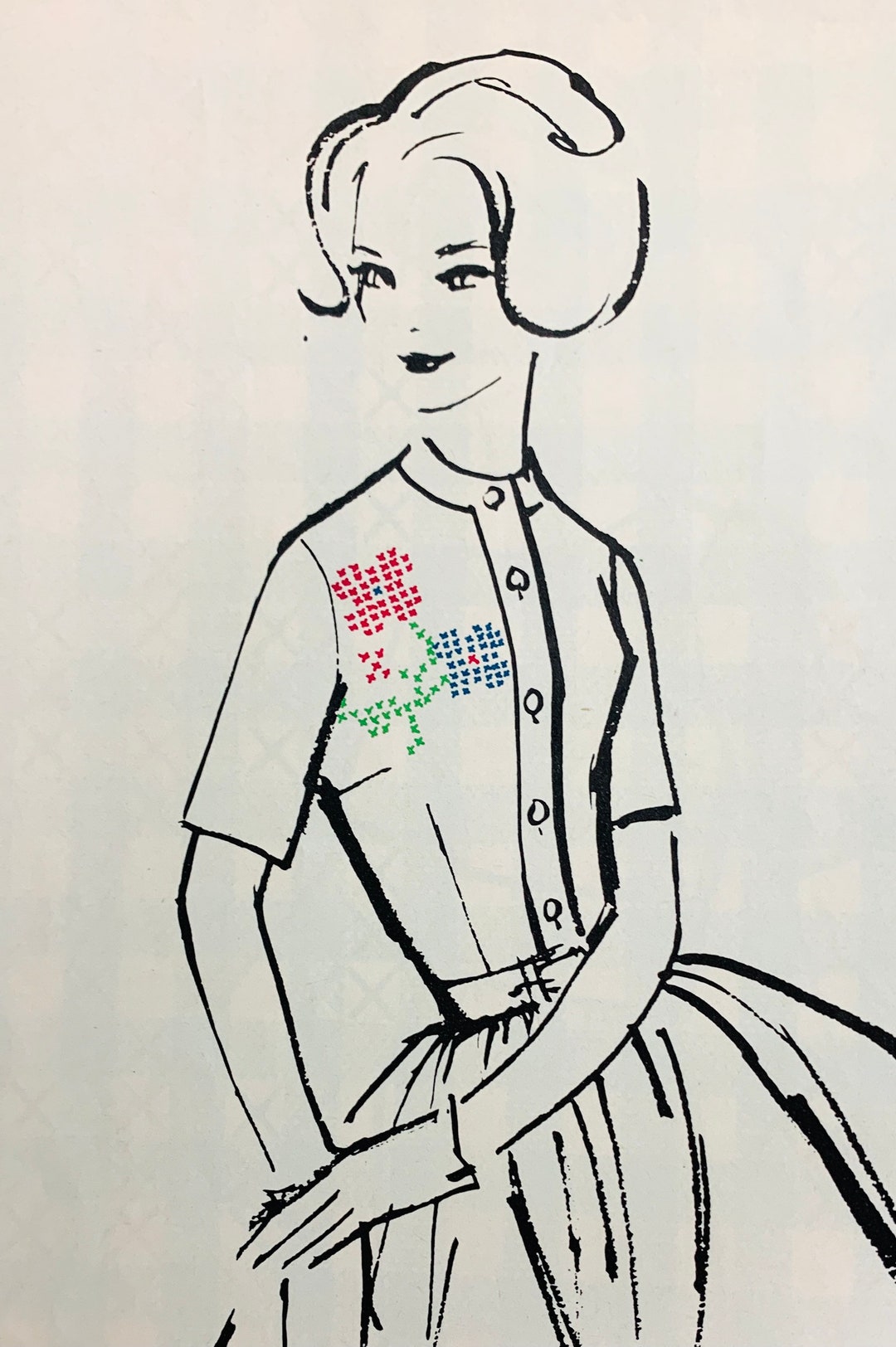 Chicken Scratch Embroidery Pattern, Embroidery on Gingham Pattern ...