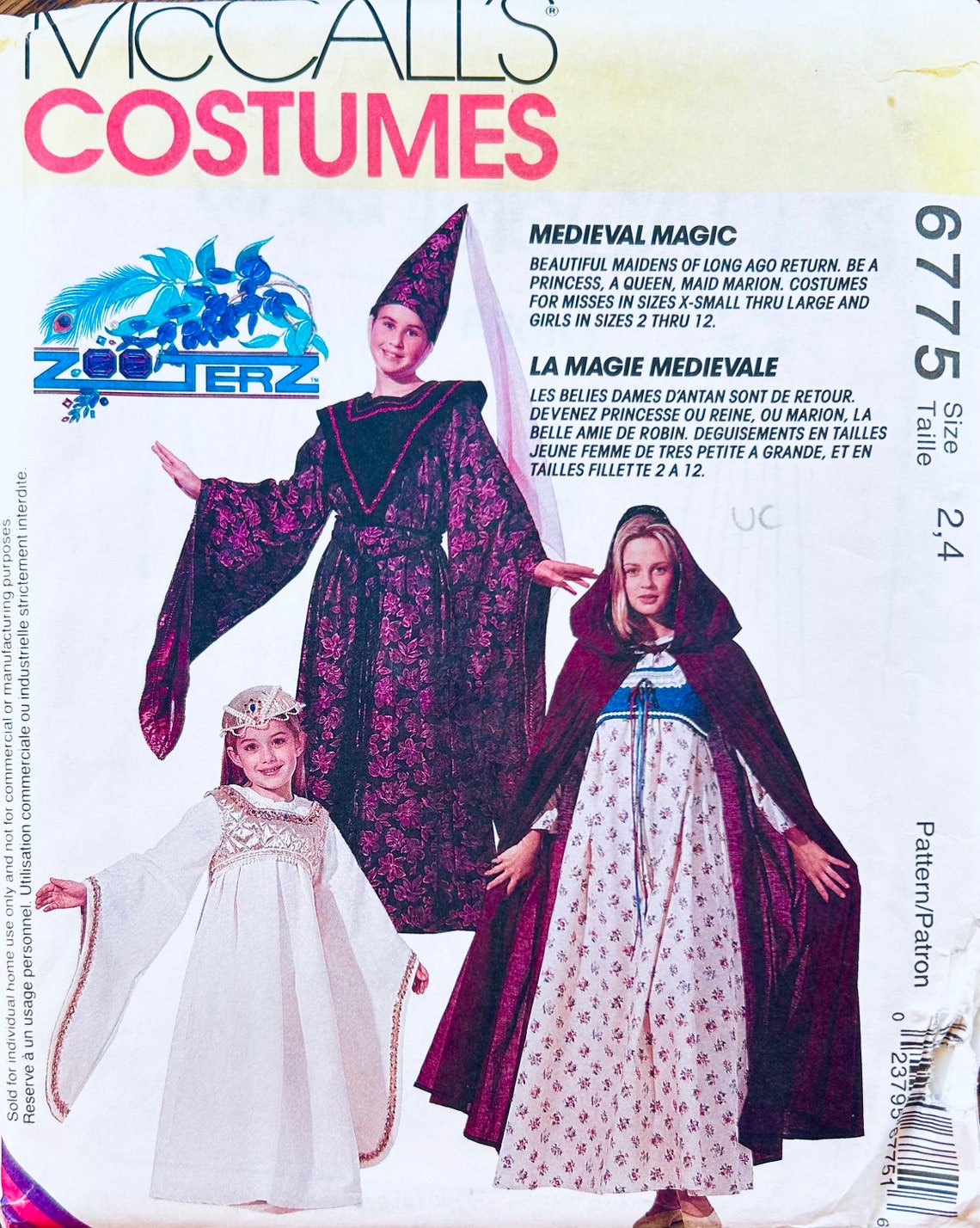 Mccalls 6775, Girl Renaissance Costume Pattern, Ren Faire Dress Pattern ...