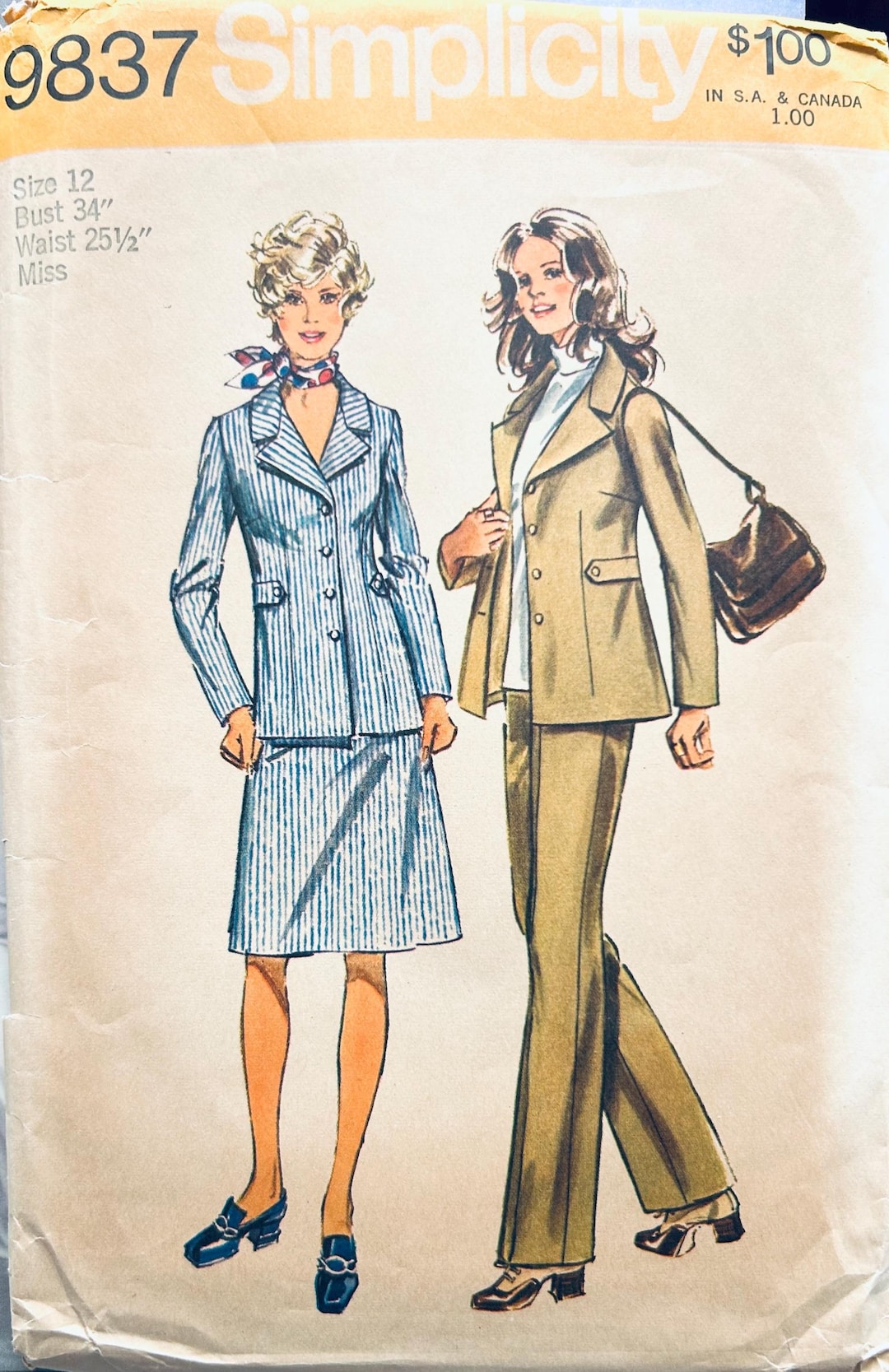 Simplicity 9837 B34, Pant Suit Pattern, Women Pants Pattern, Pantsuit ...