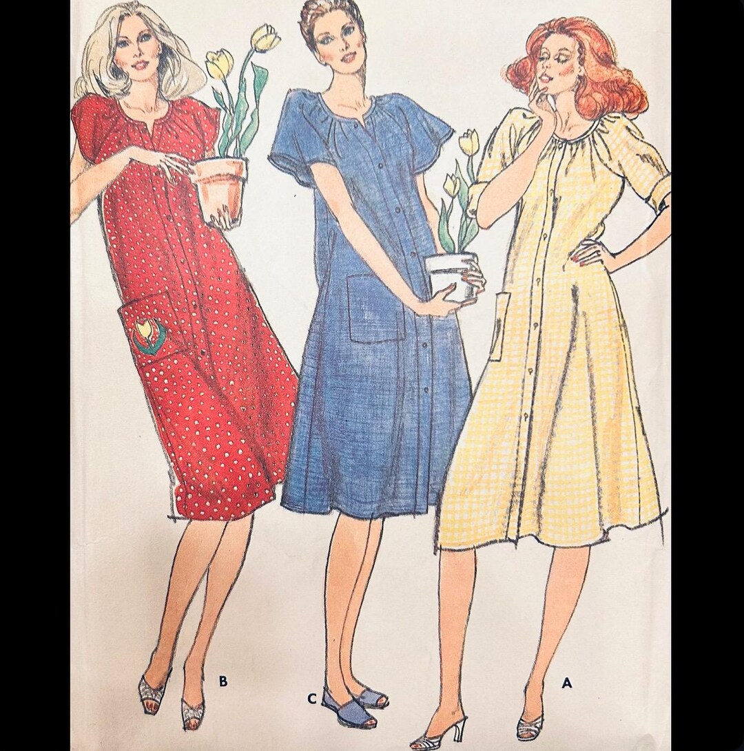 Butterick 3576 L, House Dress Pattern, Smock Dress Pattern, Loungewear ...