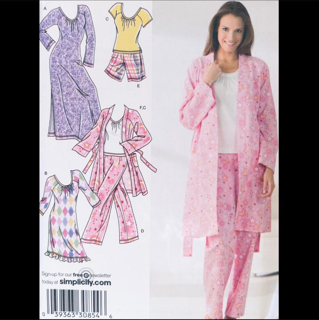 Simplicity 3696, Long Nightgown Sewing Pattern, Womens Pajamas Pattern ...