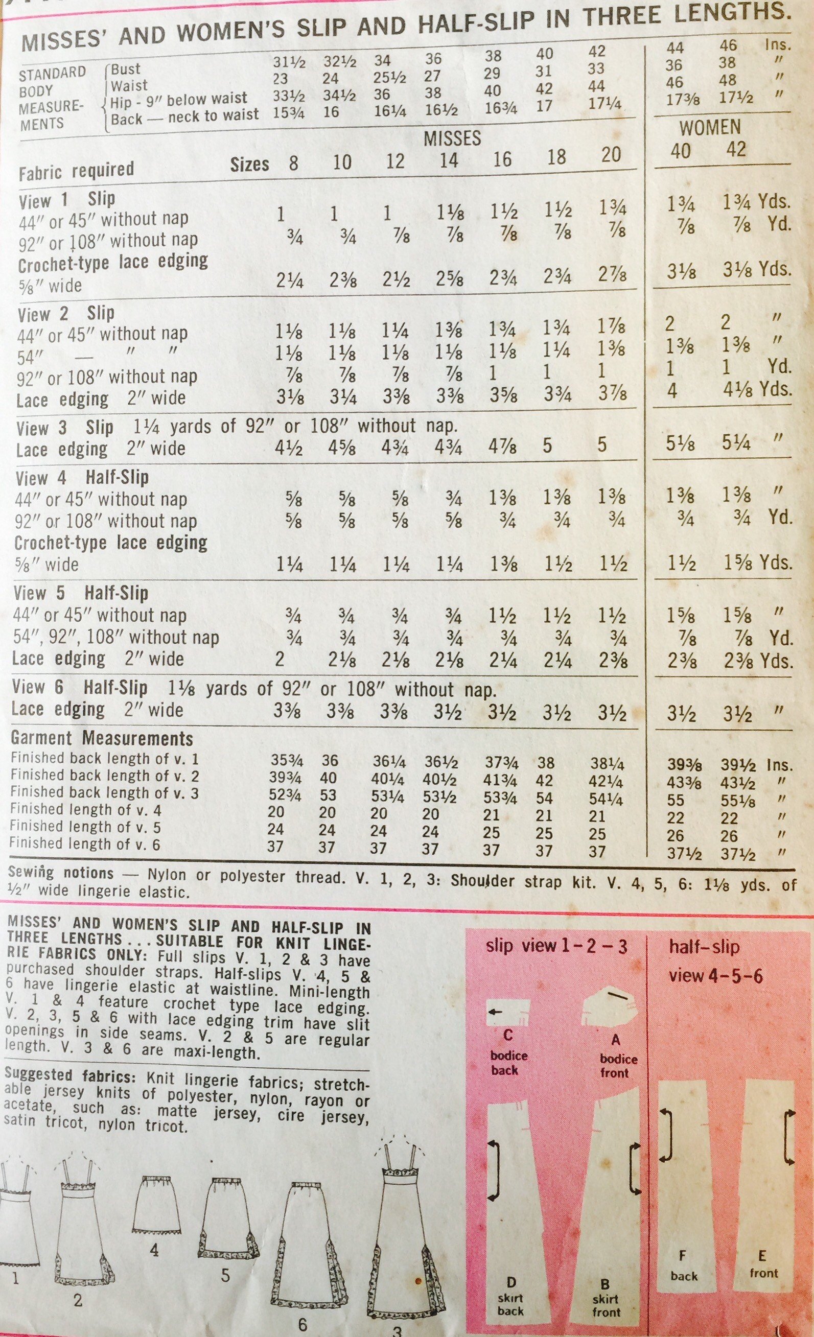 Slip Pattern Full Slip Lingerie Patterns Half Slips Mini | Etsy