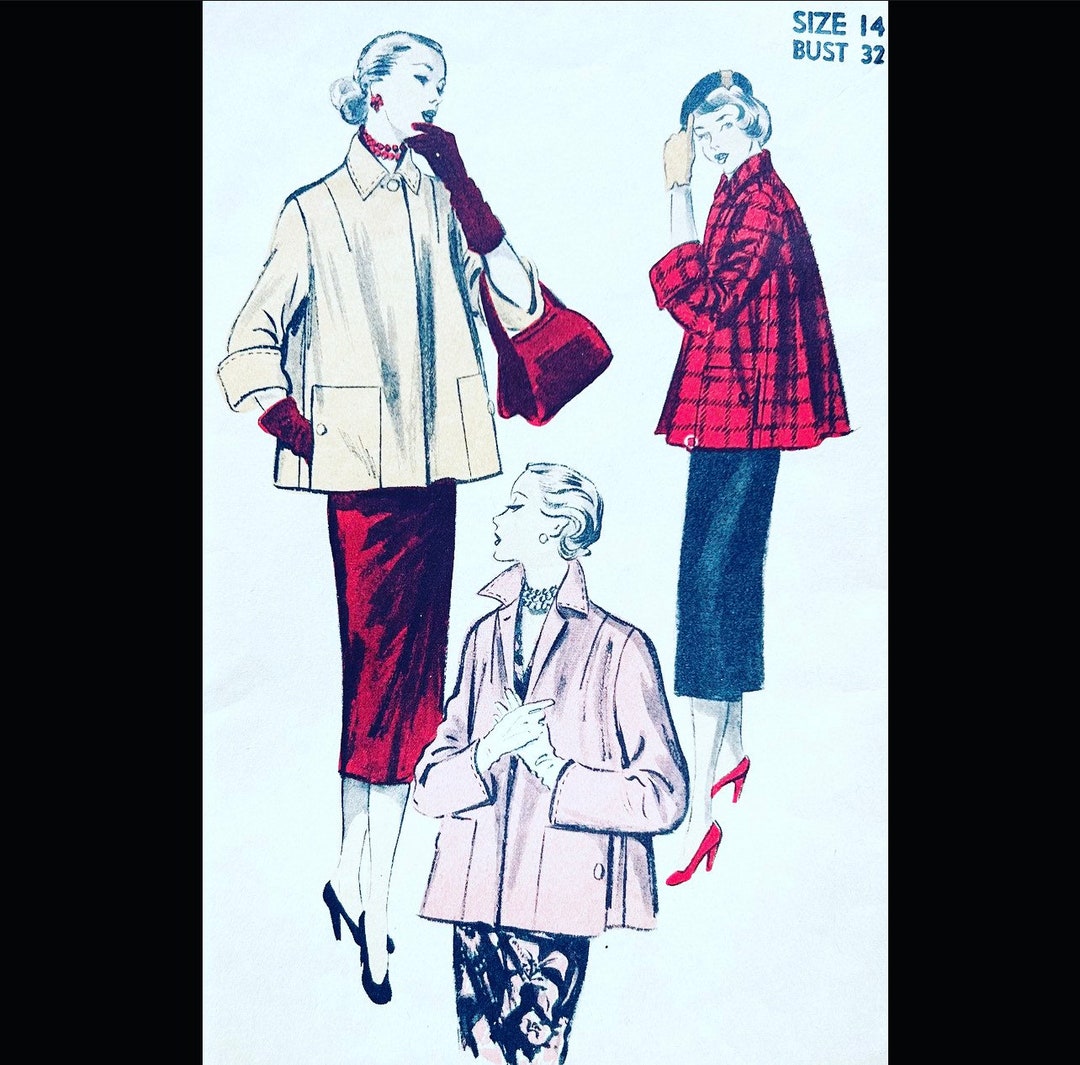 Advance 5728 B32, Swing Coat Sewing Pattern, Vintage Coat Pattern ...