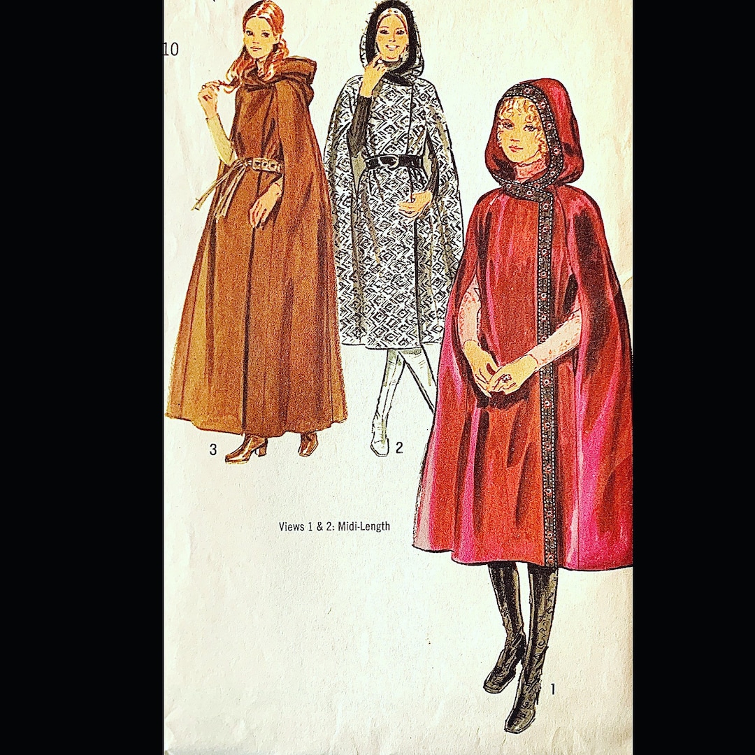 Simplicity 9614 S, Hooded Cape Pattern, Patterns for Capes, Long Cape ...