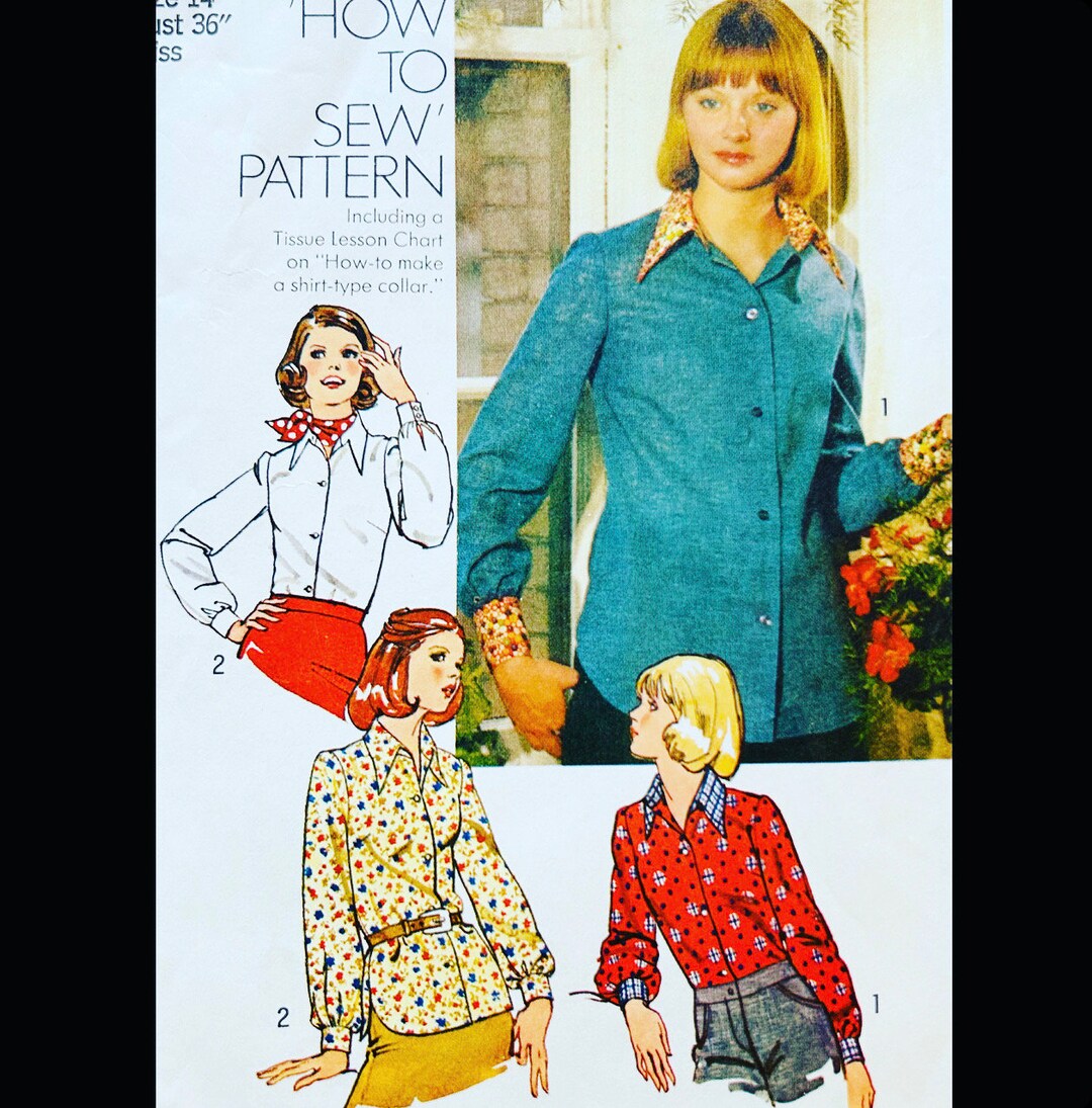 Simplicity 6517 B36, Button Front Blouse Patterns for Women, Blouses ...