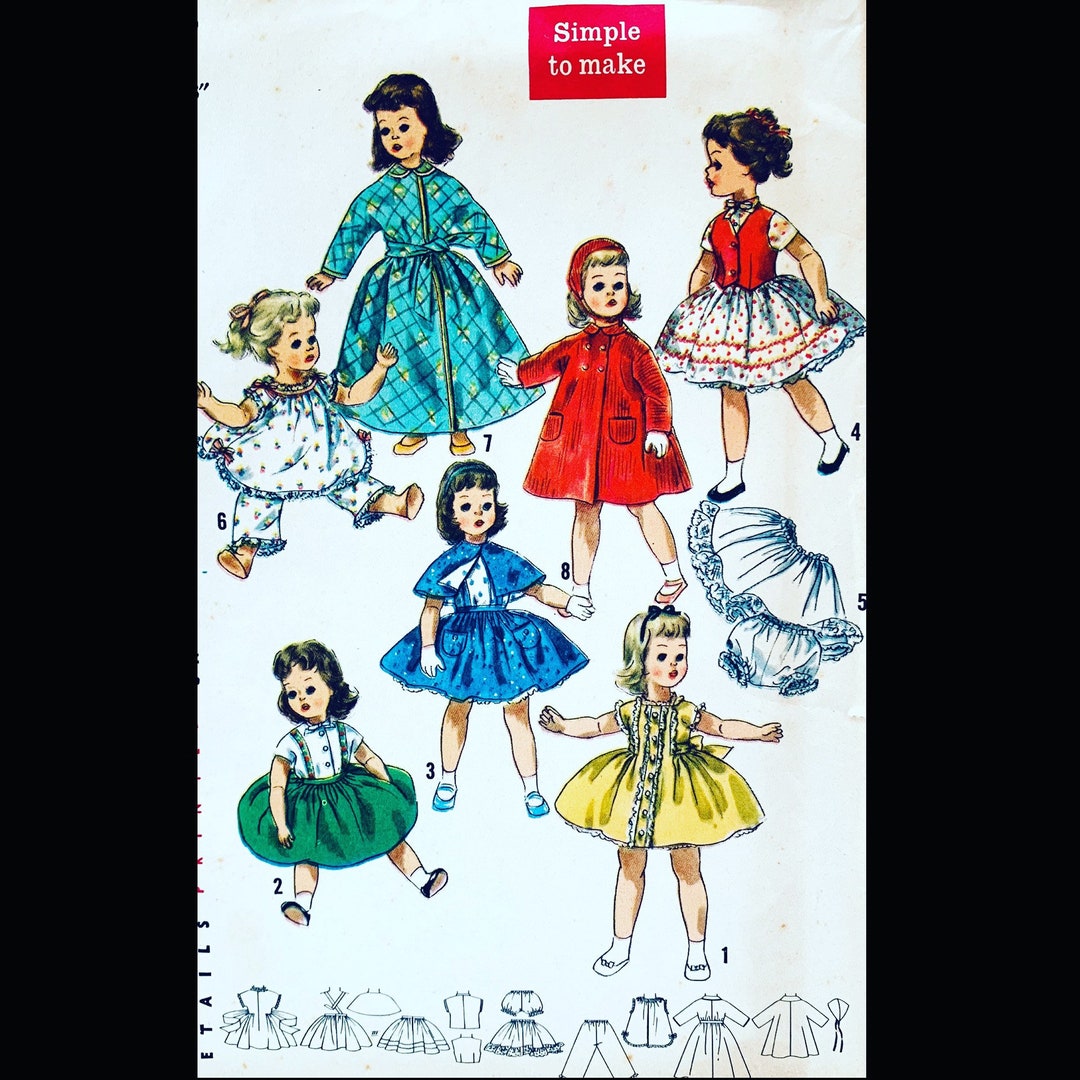 Simplicity 1779, 18 Inch Doll Clothing Patterns, Vintage Doll Clothes ...