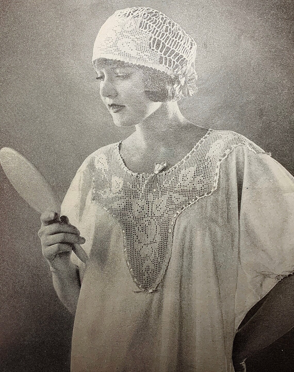 1920s Edwardian Filet Crochet Night Cap Nightcap Boudoir Crocheting ...