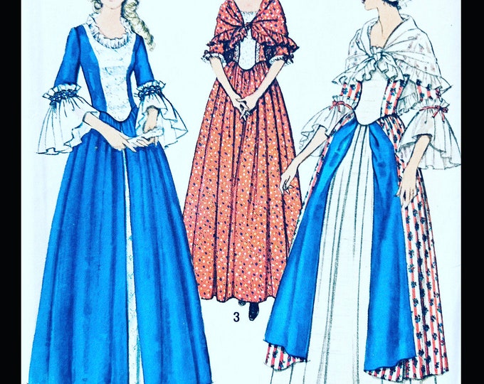 Simplicity 6787 B36, Colonial Dress Pattern, Historical Dress Pattern ...