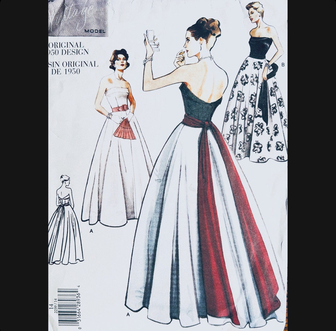 Vogue 2239 B36, Strapless Dress Sewing Pattern, Ball Gown Pattern ...
