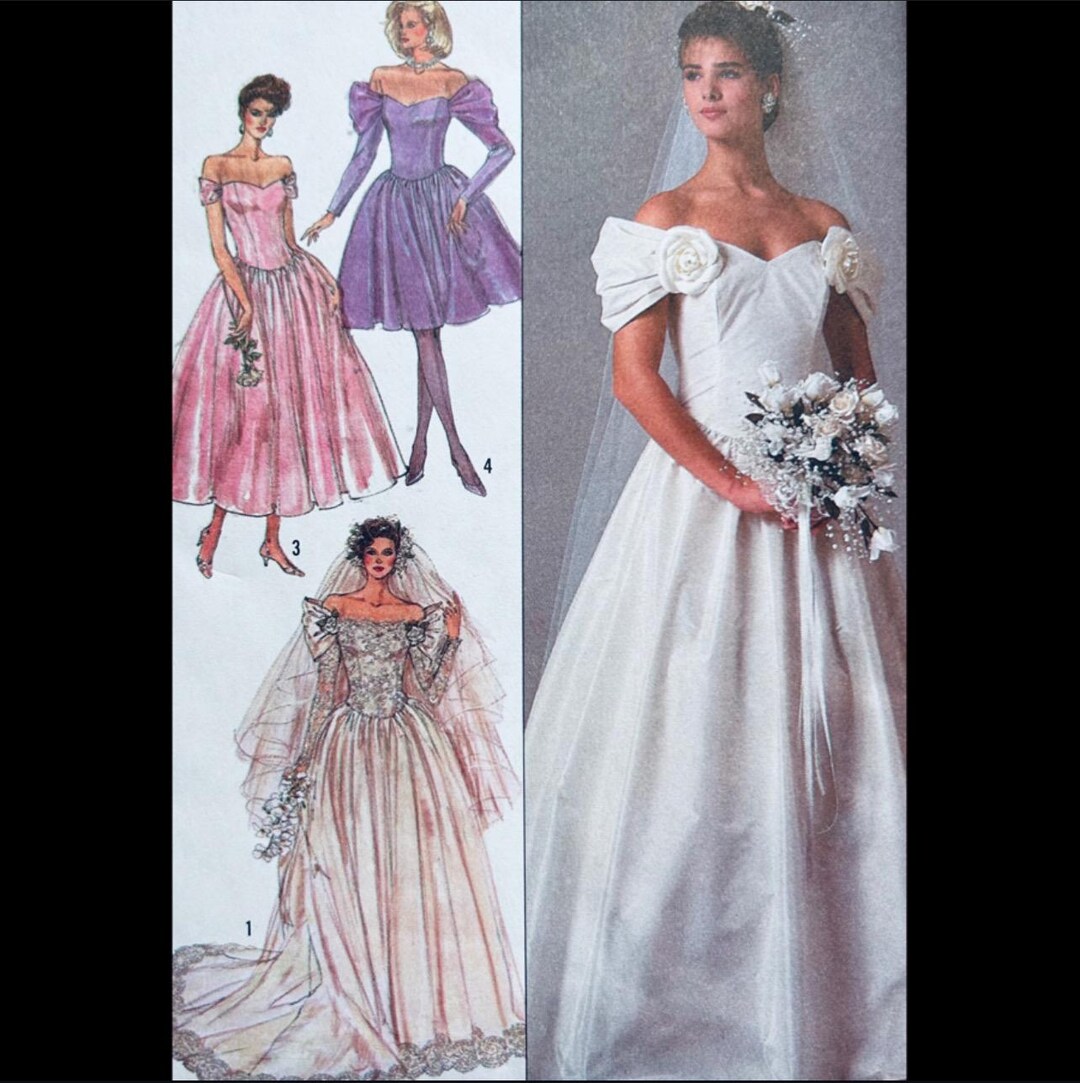Simplicity 8413 B31, off Shoulder, Wedding Dress Patterns, Vintage ...