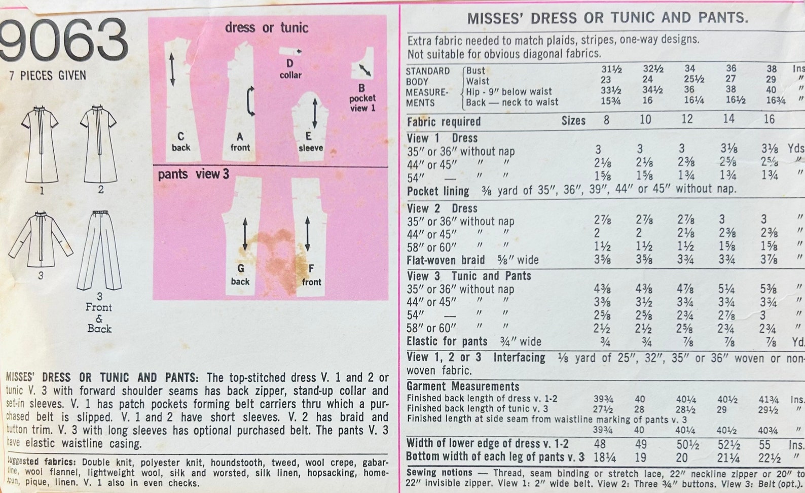Simplicity 9063 B36, Pantsuit Women Pattern, A Line Dress Pattern, Pant ...