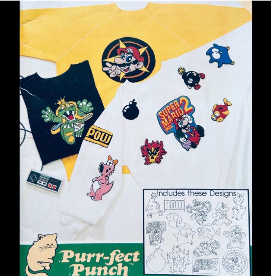 Punch Embroidery Patterns, Mario and Luigi, Iron on Transfers, Nintendo ...