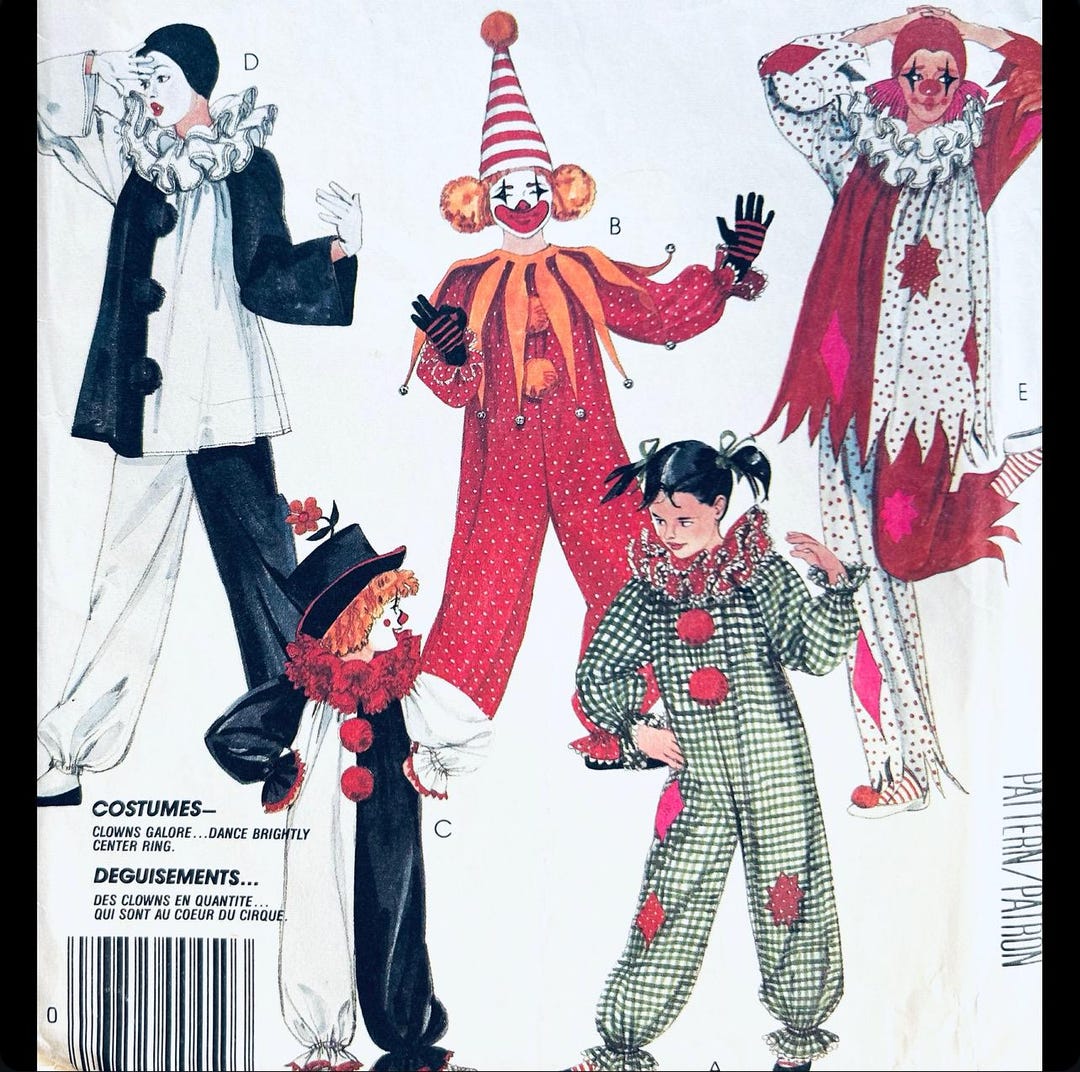 Mccalls 2623 6 8, Kids Clown Costume Pattern, Halloween Costume Sewing ...