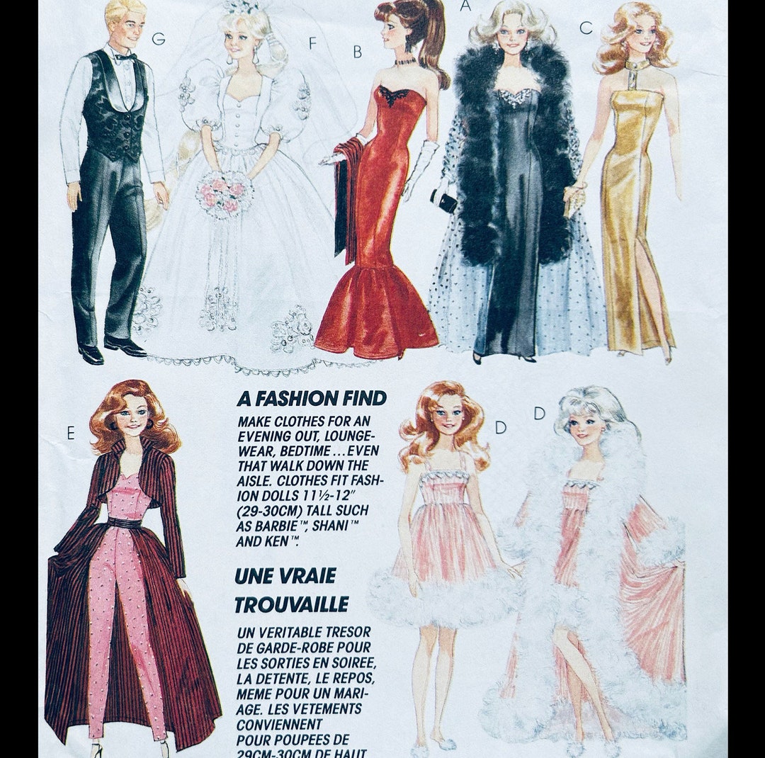 Mccalls 7400, 11 Inch Doll Clothes Pattern, Doll Wedding Dress Sewing ...