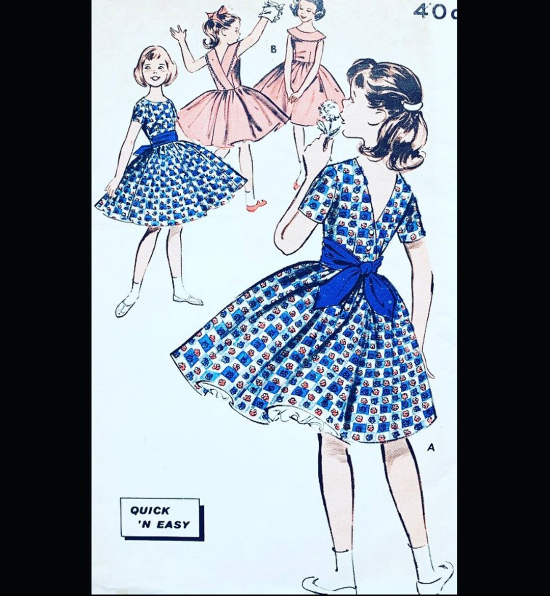 Butterick 9390 8, Girls Sun Dress Pattern, Vintage Girl Dress Pattern ...