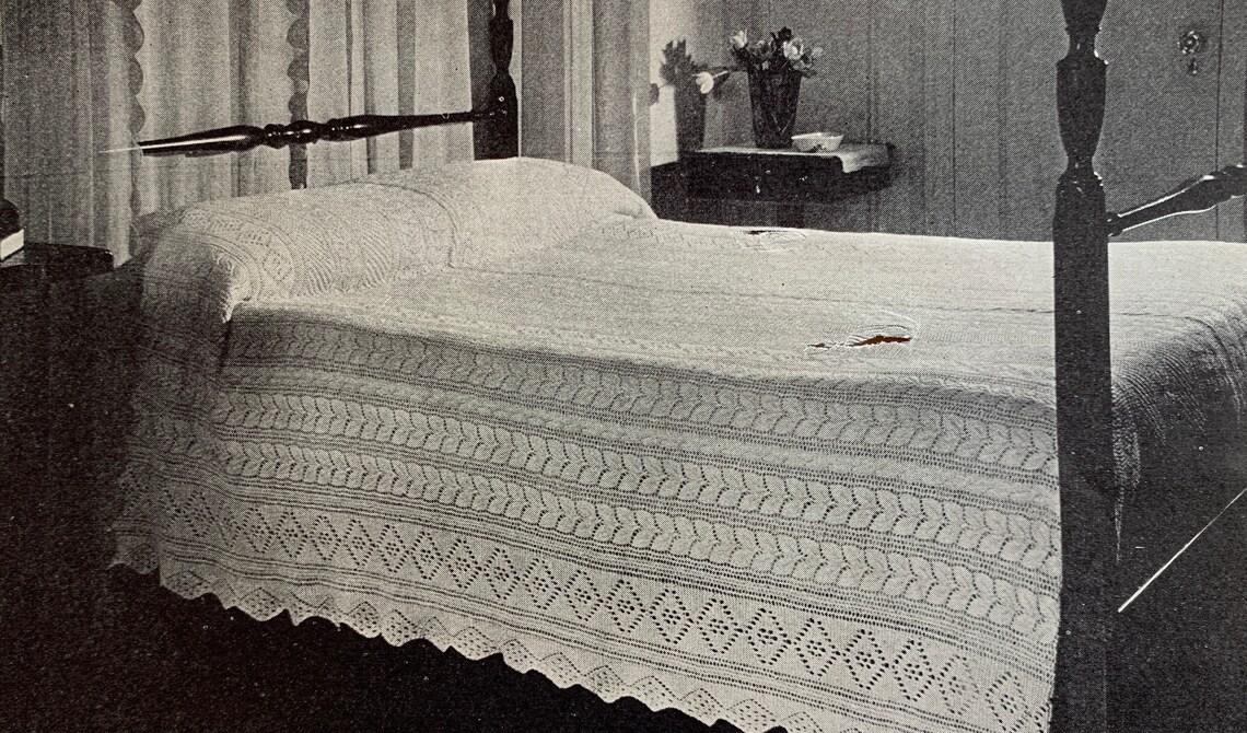 Bedspread Knitting Pattern, Colonial Knitting Pattern, Vintage Knit ...