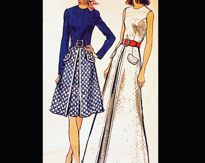 60s A Line Dress W/ Inverted Pleat Skirt Sleeveless Princess Seam Maxi ...