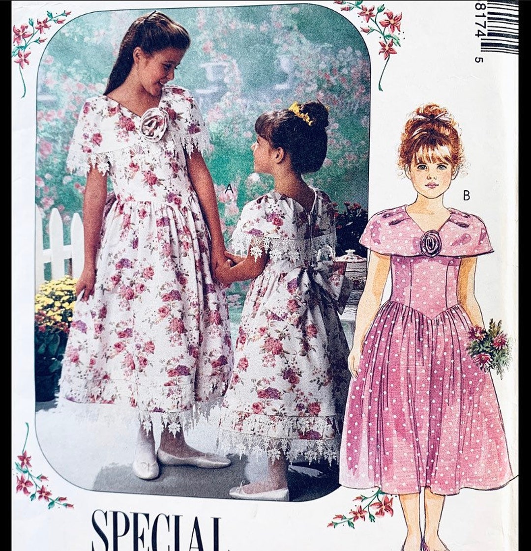 90s Flower Girl Capelet Dress First Communion Princess Seam Fit N Flare ...