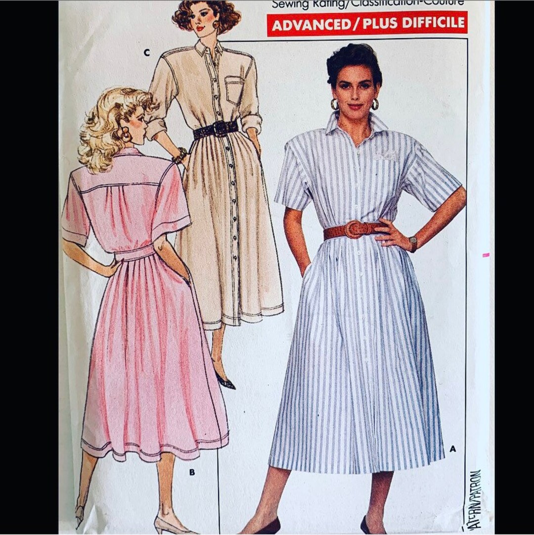 Butterick 5992 B40, Button Front Dress Pattern, Casual Dress Sewing ...