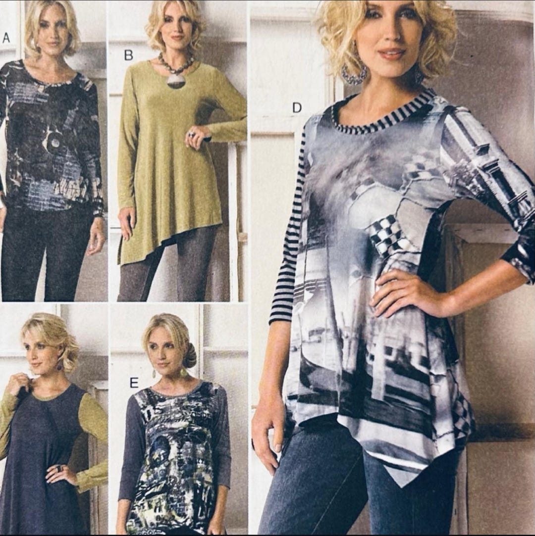 Vogue 9057 2XL, Asymmetrical Top Pattern, Pullover Top Sewing Pattern ...