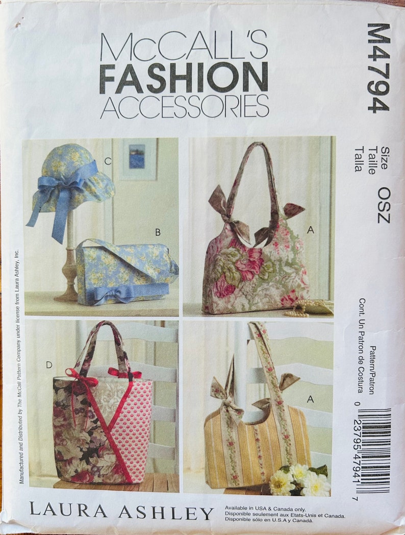 Mccalls 4794, Laura Ashley, Purse Patterns to Sew, Tote Bag Sewing ...