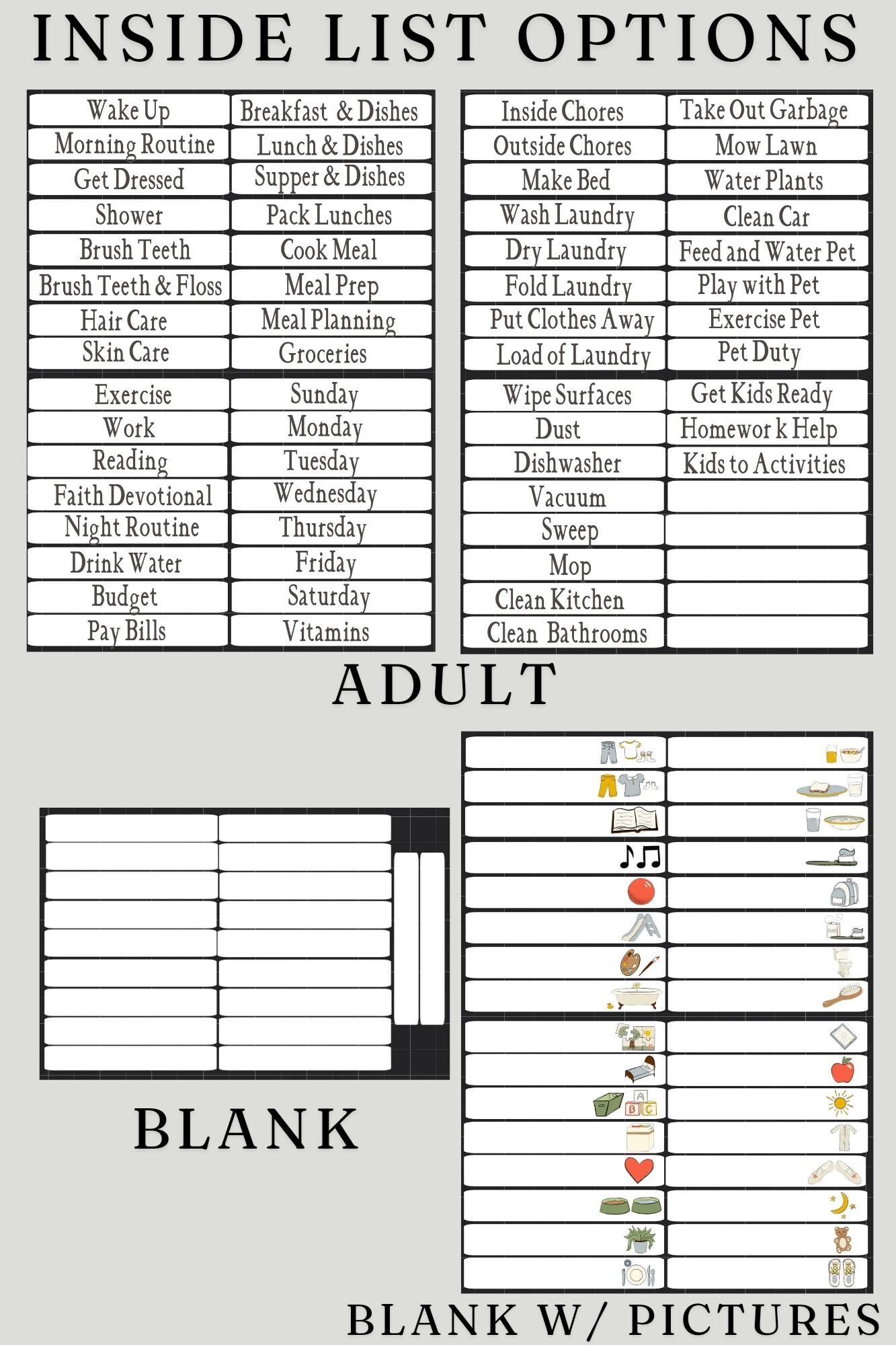Chore Chart | Routine Chart | ADHD Checklist | Daily Responsibilities ...