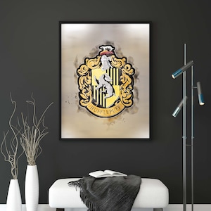 Set of 4 Wizard Hogwarts House Posters Digital Print | Wizard School ...