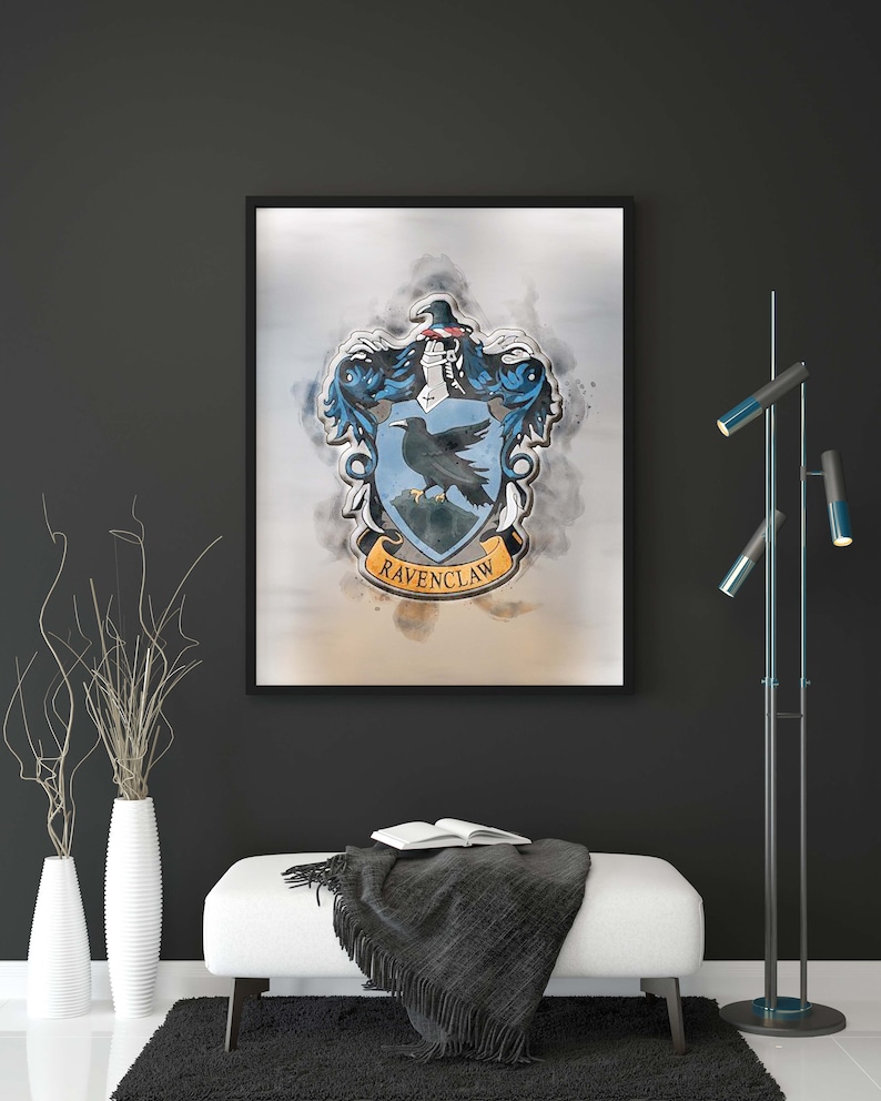 Set of 4 Wizard Hogwarts House Posters Digital Print | Wizard School ...