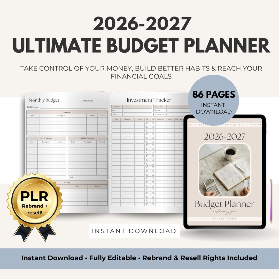 2026 and 2027 Budget Planner PLR | Printable Finance Planner | Rebrand ...