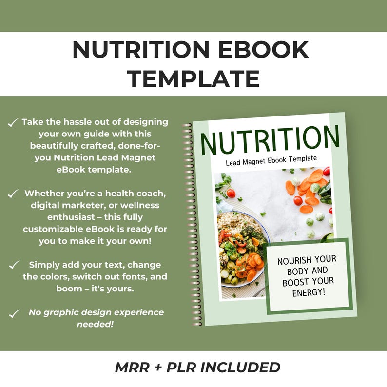 Nutrition Lead Magnet Ebook Canva Template | Health Coach PLR Guide ...