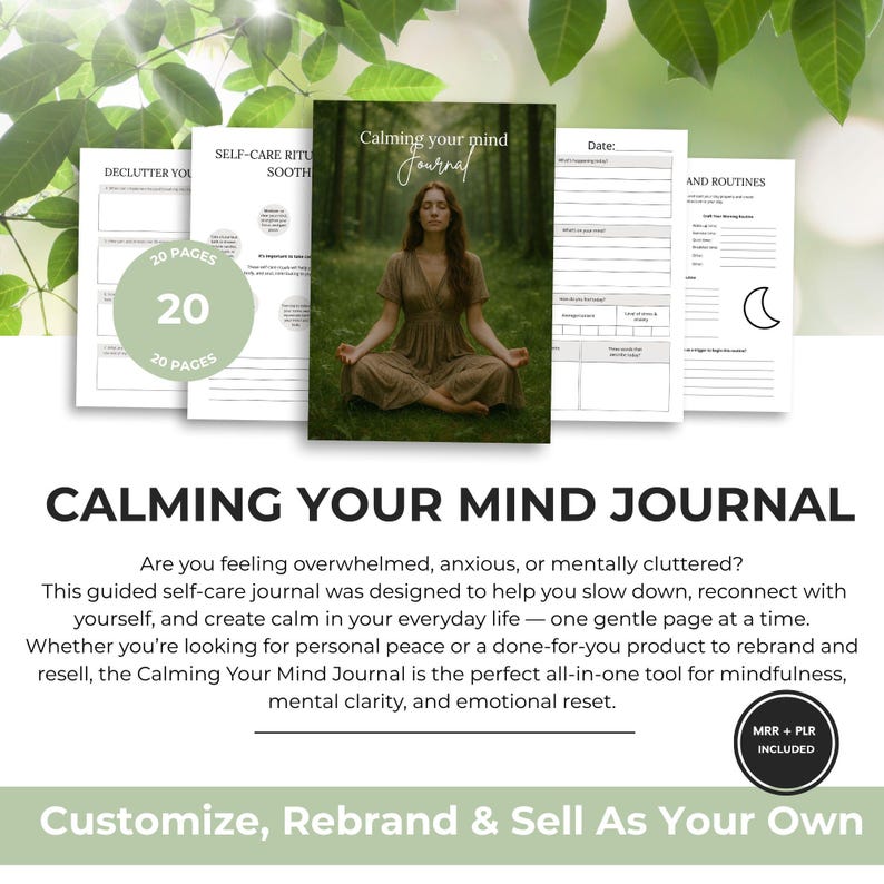 Printable Mental Health Journal | Calm Your Mind Anxiety Workbook ...
