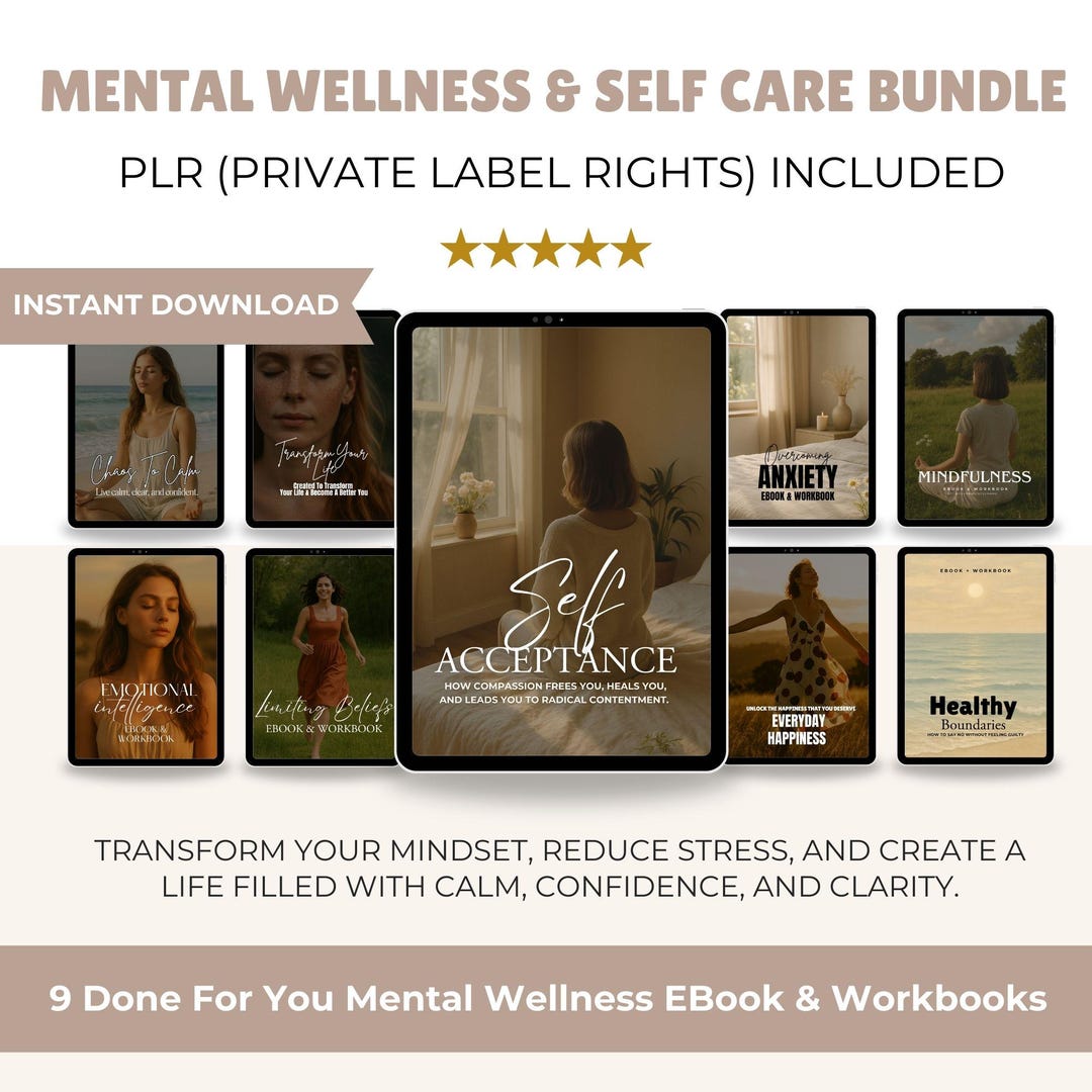 Mental Wellness & Self Care PLR Bundle | Done for You Ebooks and ...